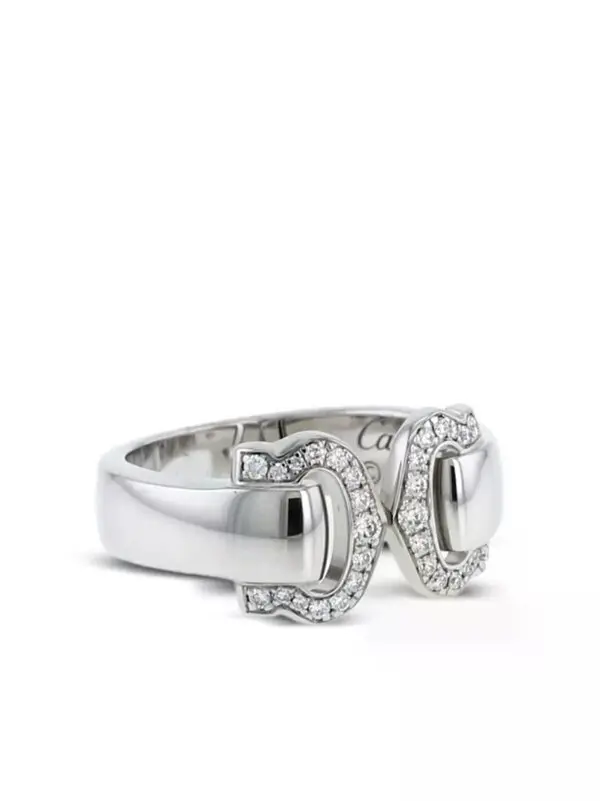Cartier 18kt White Gold Diamond Open Cuff Ring