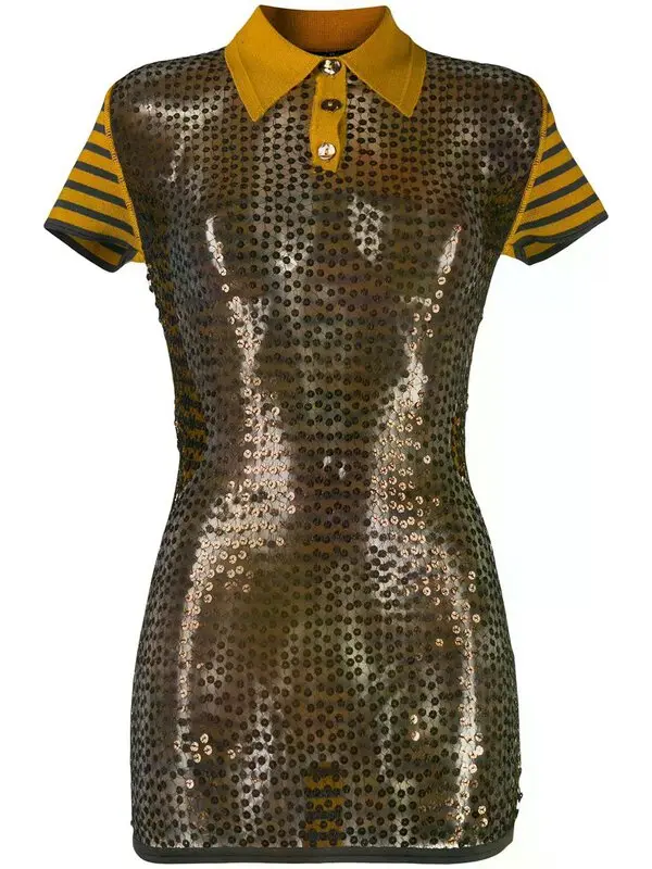 JEAN PAUL GAULTIER Sequined Polo Shirt - Brown