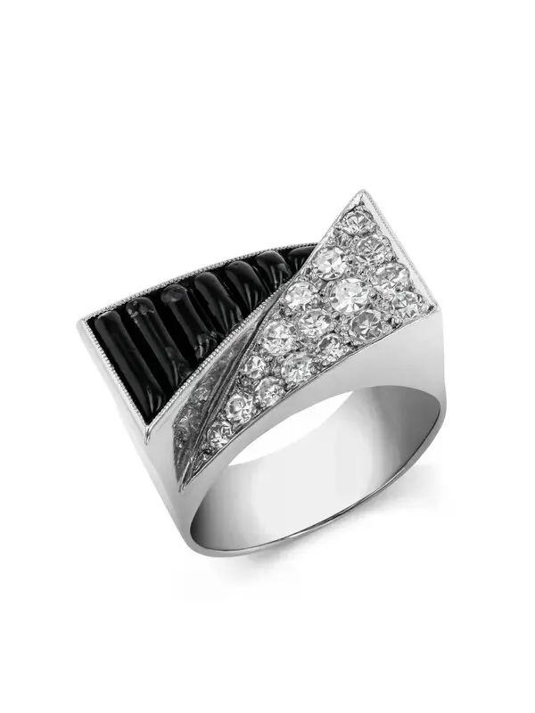 PRAGNELL Platinum Art Deco Diamond Ring - Silver