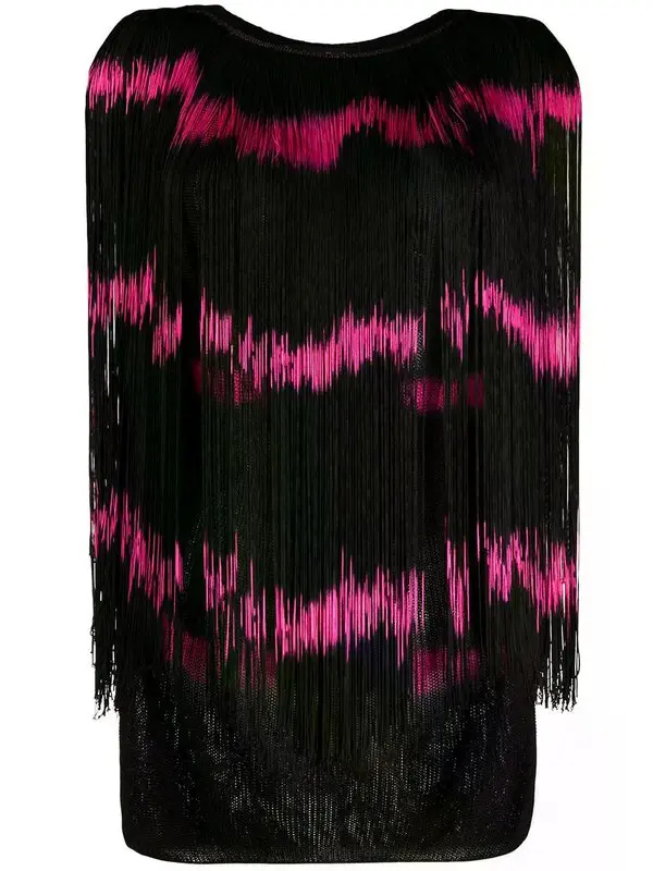 JEAN PAUL GAULTIER 1985 Fringed Striped Vest - Black