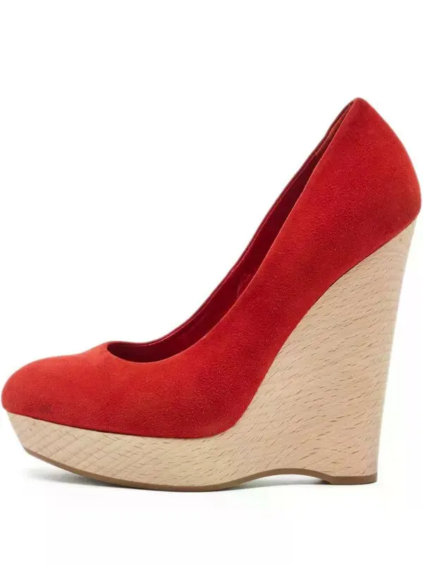 Saint Laurent Wedge Platform Pumps - Red