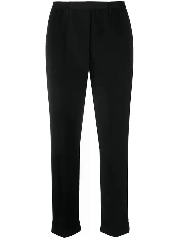 MAISON MARGIELA Cotton Tapered Cropped Trousers - Black