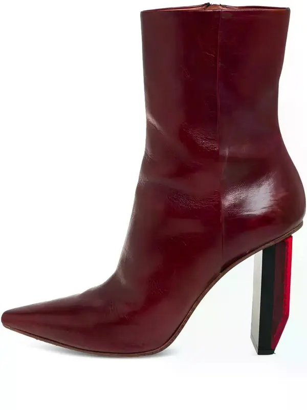 Vetements Burgundy Leather Pointed-toe Zip-up Boots