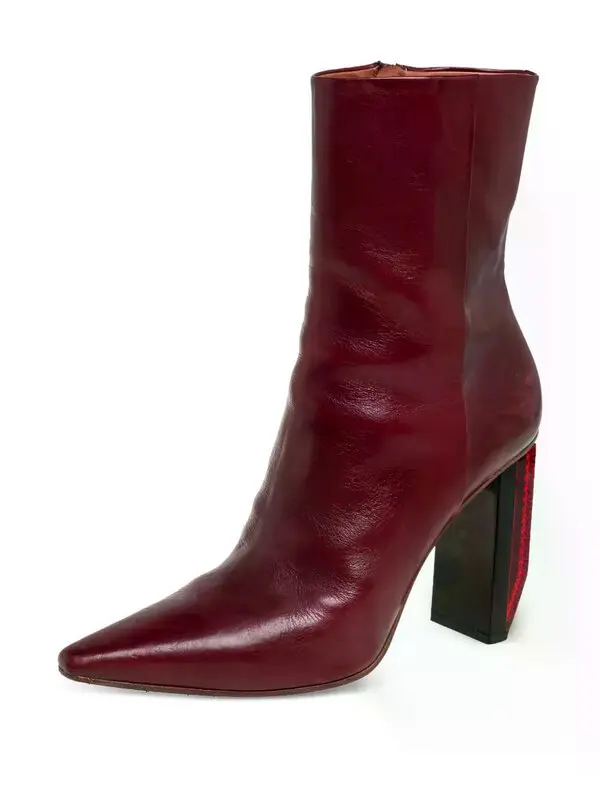 Vetements Burgundy Leather Pointed-toe Zip-up Boots