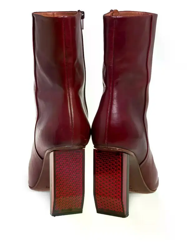 Vetements Burgundy Leather Pointed-toe Zip-up Boots