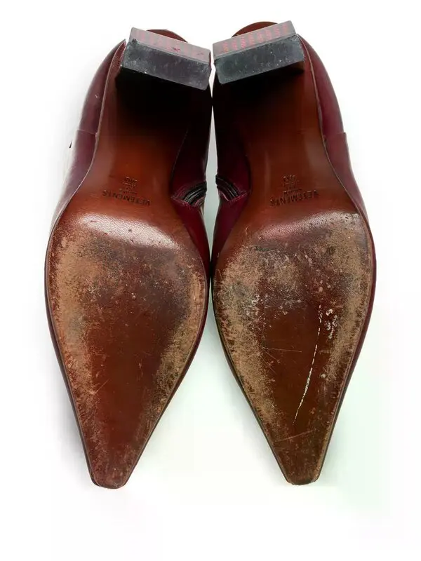 Vetements Burgundy Leather Pointed-toe Zip-up Boots