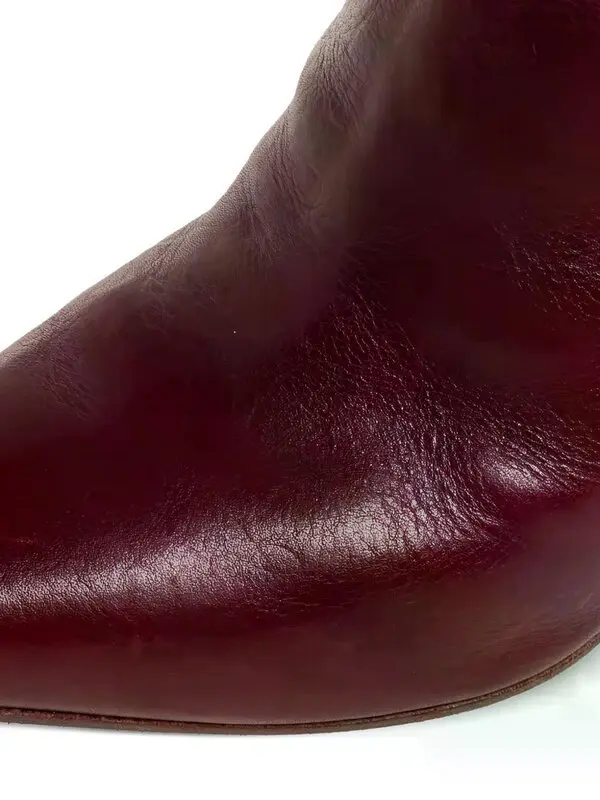 Vetements Burgundy Leather Pointed-toe Zip-up Boots
