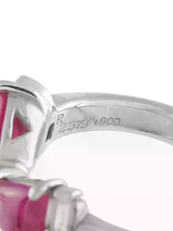 LB EXCLUSIVE Platinum Diamond And Ruby Bow-motif Ring