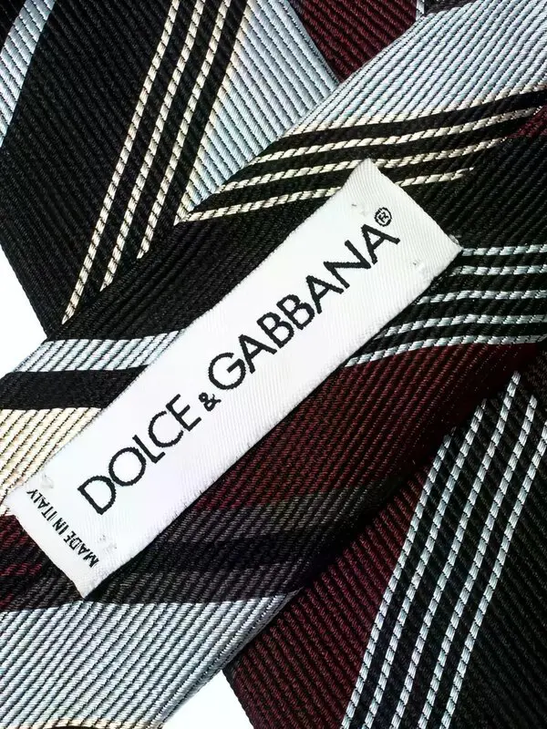 Dolce & Gabbana Striped Silk Neck Tie - Black