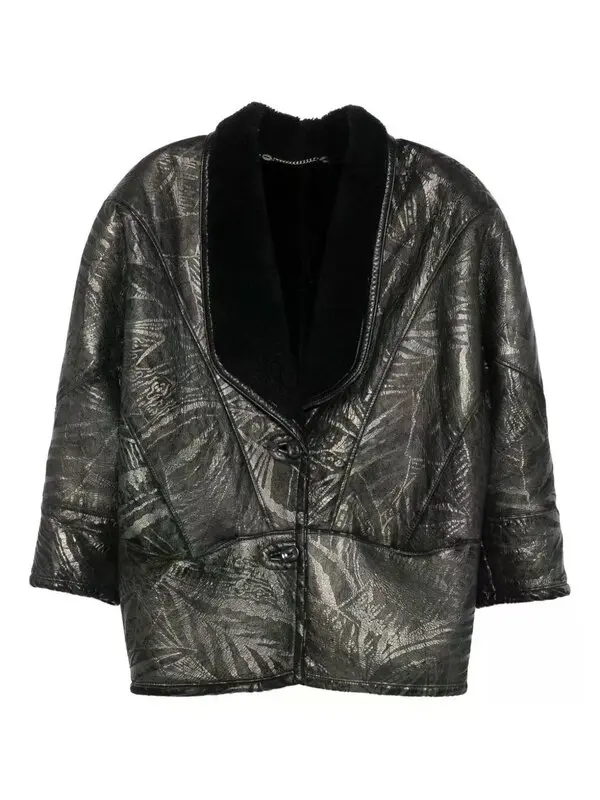 A.N.G.E.L.O. VINTAGE CULT 1980s Leaf-print Shearling Collar Coat
