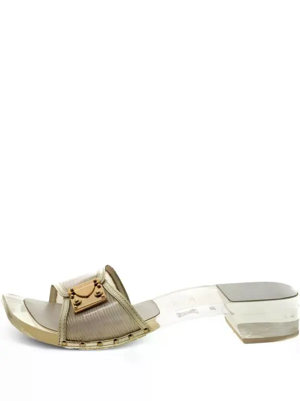 LOUIS VUITTON Transparent Heel Leather Upper Sandals - Neutrals