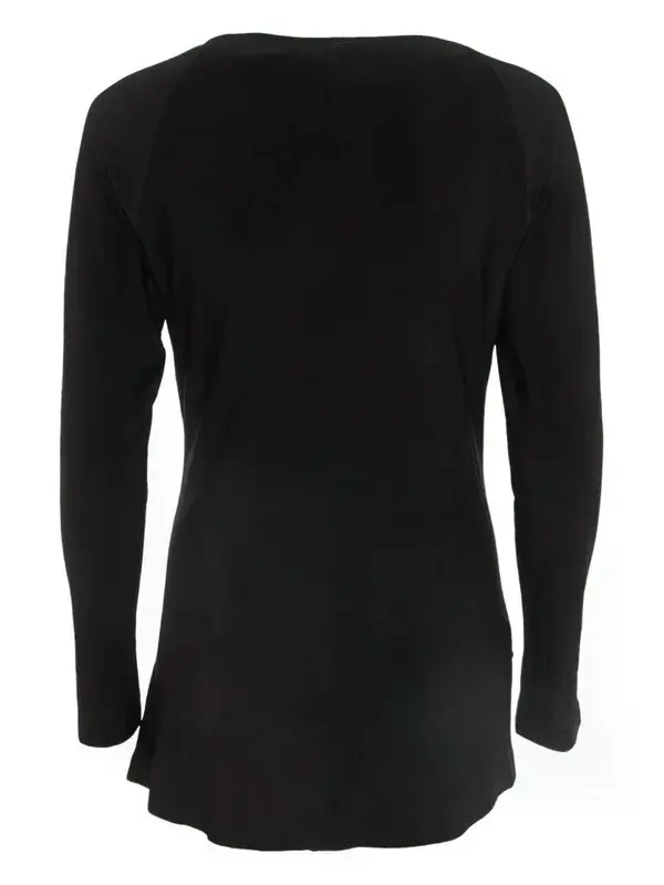 Norma Kamali Draped V-neck Long Sleeve Top - Black