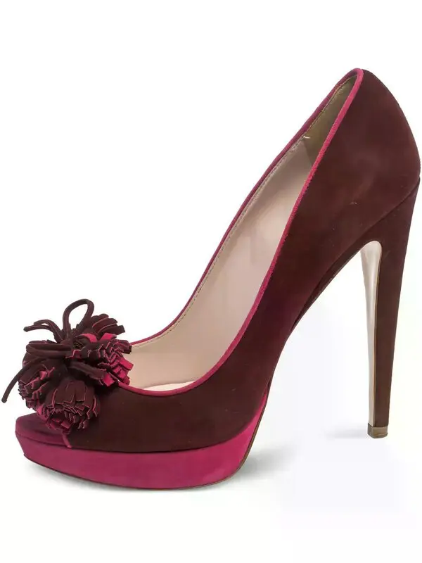 Miu Miu Suede Tassel Embellished Platform Pumps - Red