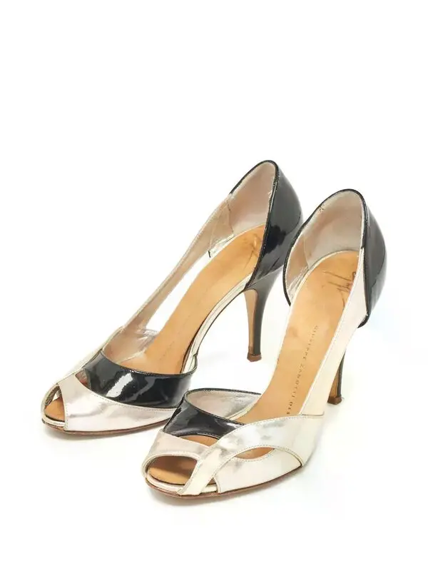 GIUSEPPE ZANOTTI Tone And Black Panel Peep-toe Stilettos