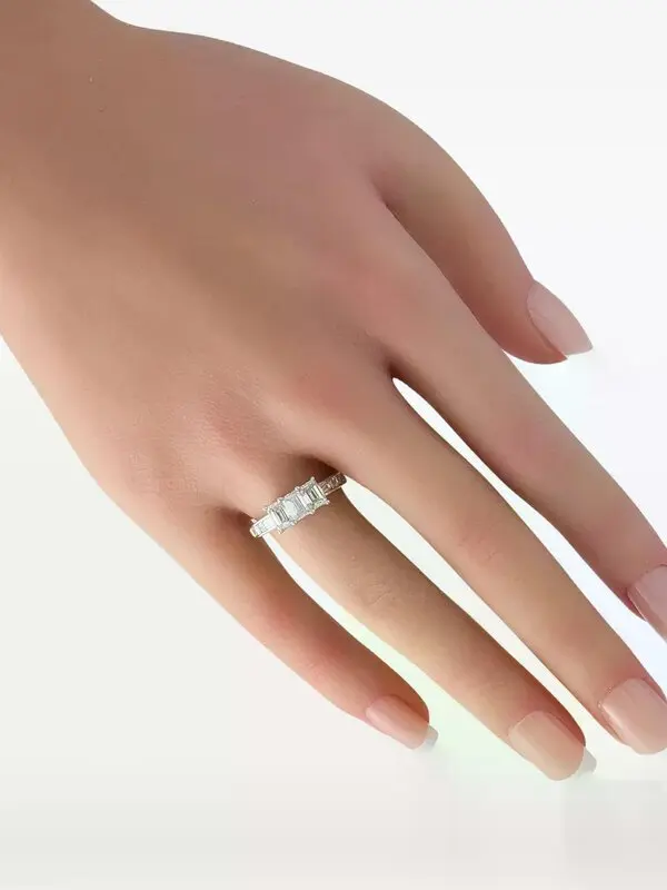 LB EXCLUSIVE 14k White Gold Emerald Cut Diamond Ring - Silver