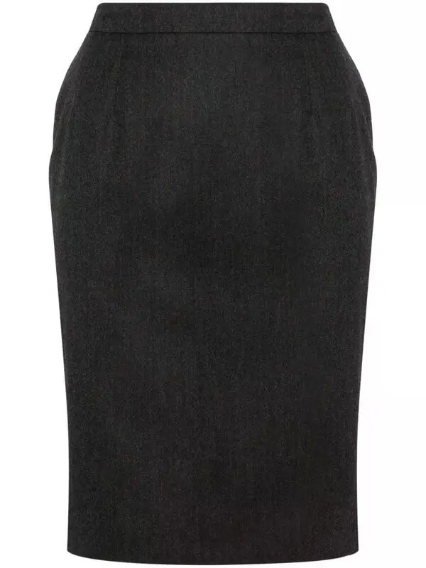 Valentino Garavani Circa 1990s Wool Pencil Skirt - Grey
