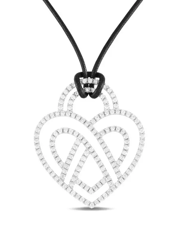 POIRAY 18k White Gold Diamond Heart Pendant Necklace - Silver
