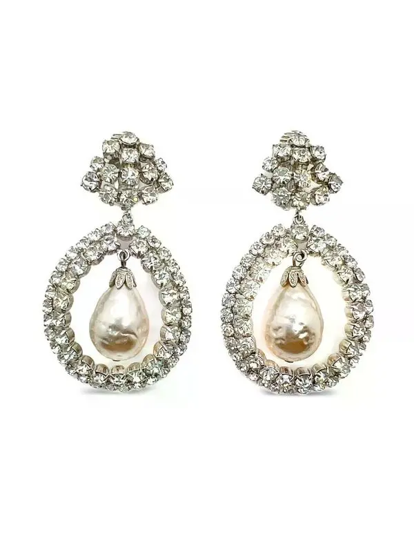 JENNIFER GIBSON JEWELLERY 1950s Manfred Kleinert Baroque Pearl Drop Earrings - Silver
