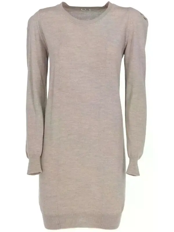 Miu Miu Wool Knitted Crewneck Dress - Grey