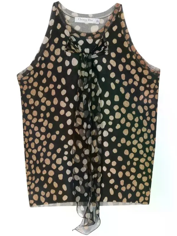 Dior 2000s Leopard Print Knitted Tank Top - Brown