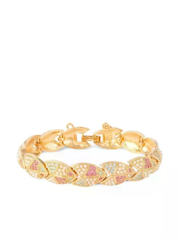 SUSAN CAPLAN D'orlan Crystal And Faux Pearl Embellished Bracelet - Gold