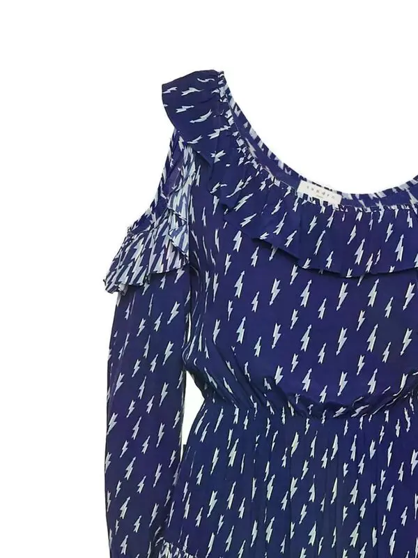 Sandro Lightning-bolt Print Ruffled Midi Dress