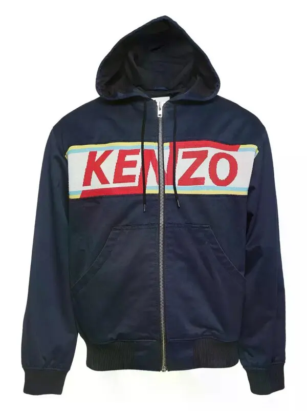 Kenzo Zip-up Hooded Jacket With Contrast Logo Band