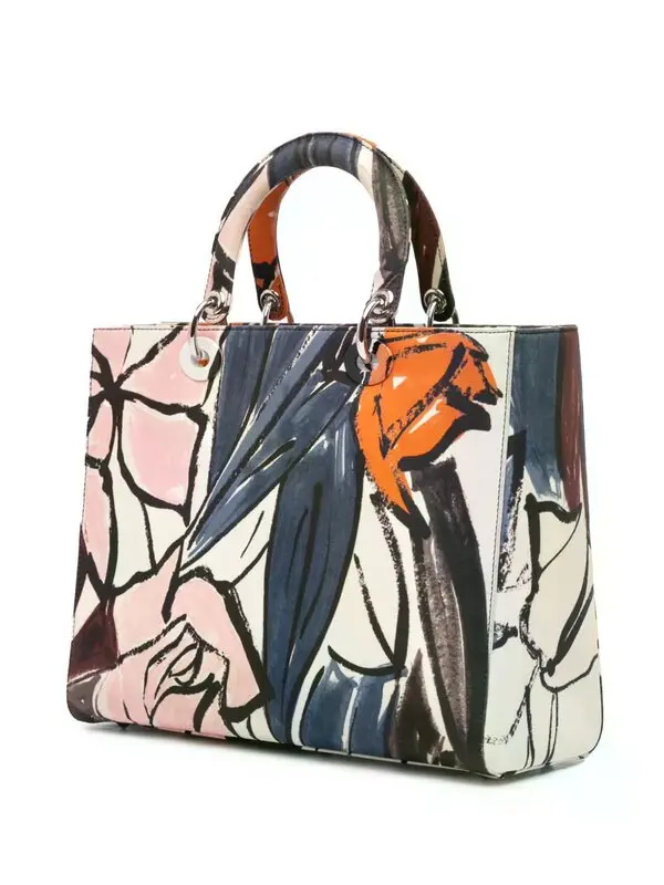 Dior Large Canvas Floral Graffiti Lady Satchel - Multicolour