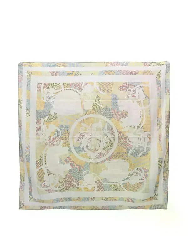 Hermès 2010s Carré 90 Marble Ex‑libris Scarf - Neutrals