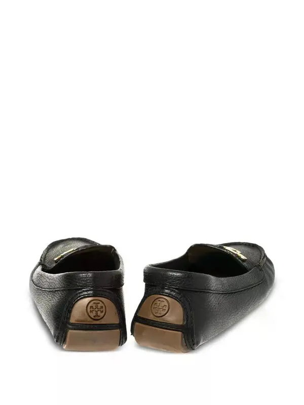 Tory Burch Leather Loafers With Gold Tone Logo Hardware