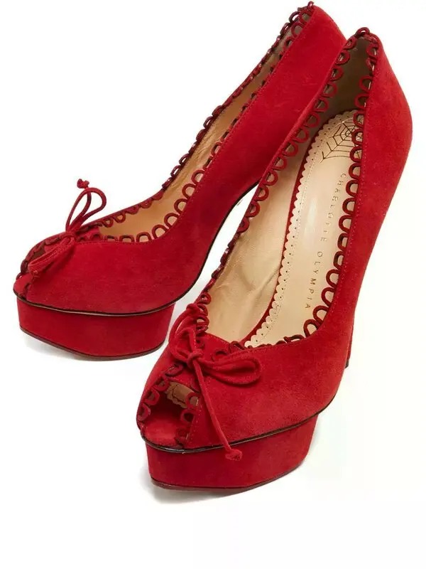 CHARLOTTE OLYMPIA Leather Platform Stiletto Heel Pumps - Red