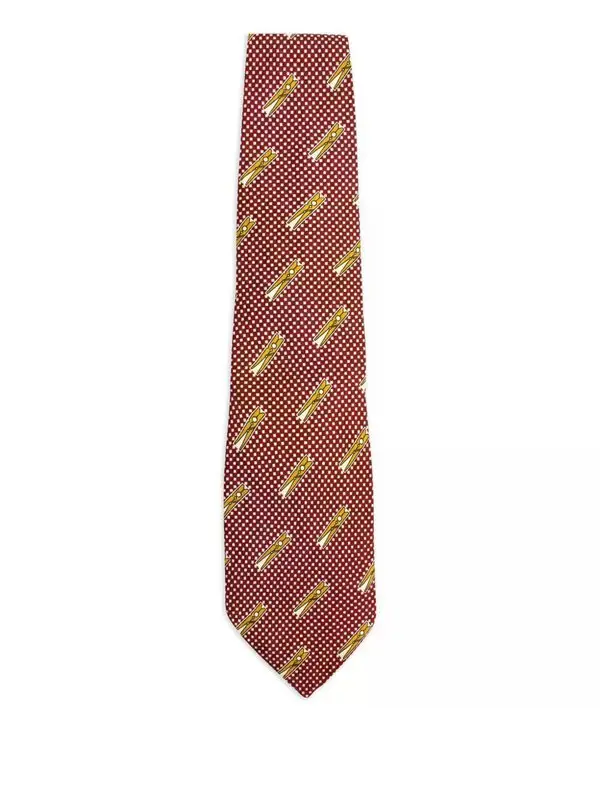 Moschino Printed Silk Neck Tie - Red
