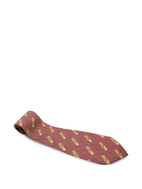 Moschino Printed Silk Neck Tie - Red