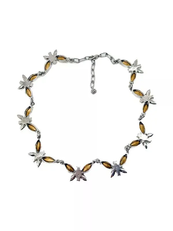 JENNIFER GIBSON JEWELLERY 1980s Crystal Butterfly Necklace - Silver