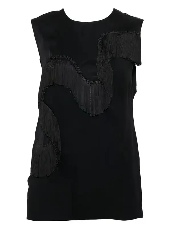 Stella McCartney Sleeveless Fringe Detailing Crewneck Top - Black