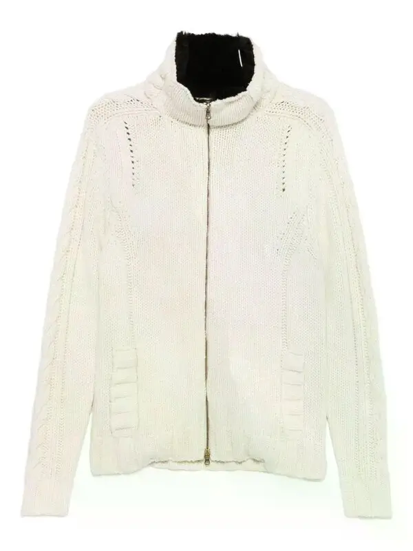 Versace 2000s Cable-knit Zip-up Cardigan