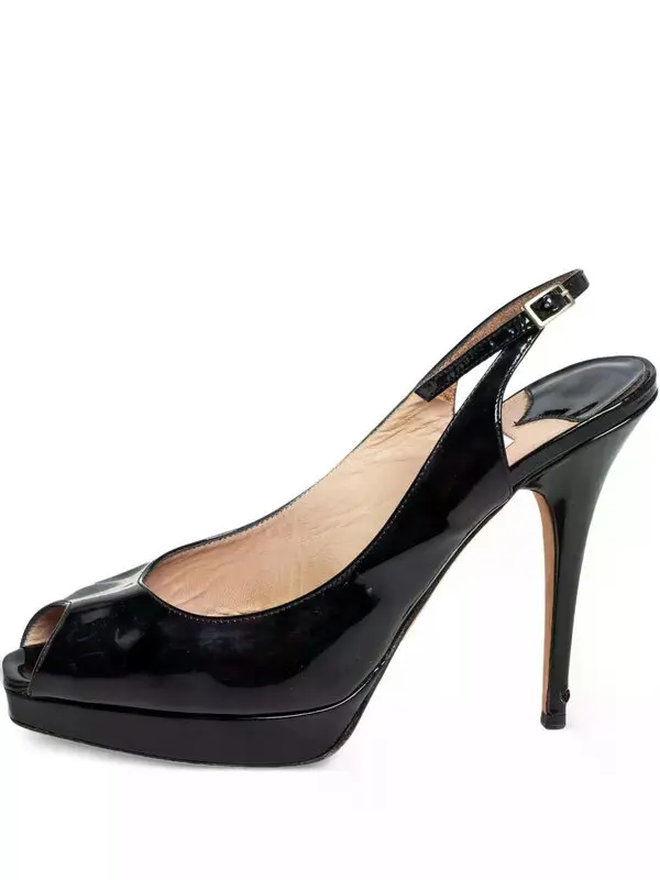 JIMMY CHOO 120mm Patent Leather Slingback Sandals - Black