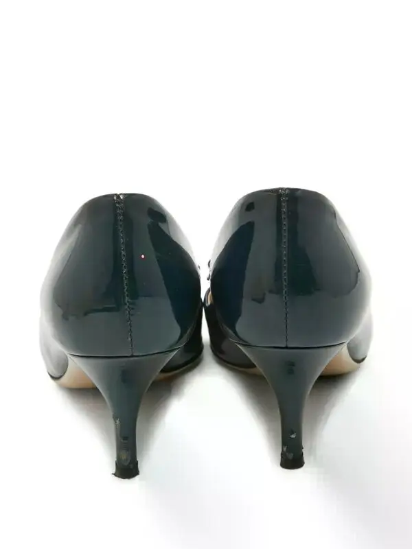 FERRAGAMO Patent Leather Peep-toe Pumps With Bow Detail