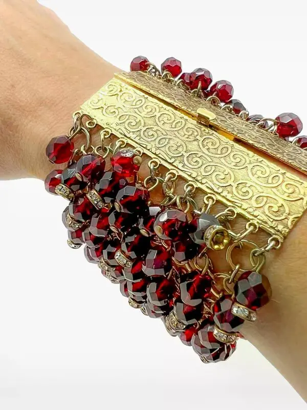 JENNIFER GIBSON JEWELLERY 1940s Ruby Droplet Cuff Bracelet