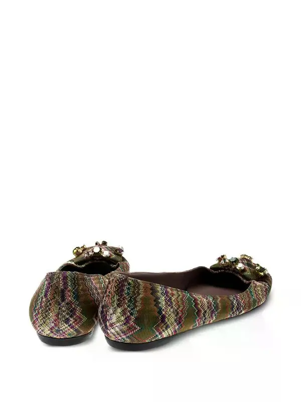 Missoni Patterned Crystal-embellished Ballet Flats
