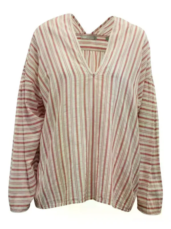 Vince Striped V-neck Drop-shoulder Blouse - White