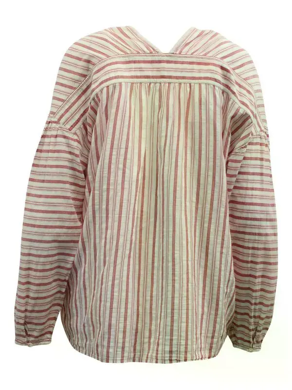 Vince Striped V-neck Drop-shoulder Blouse