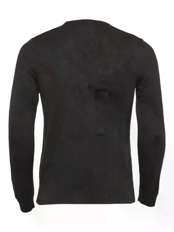 BOSS Paisley Pattern Virgin Wool Blend Crew Neck Sweater