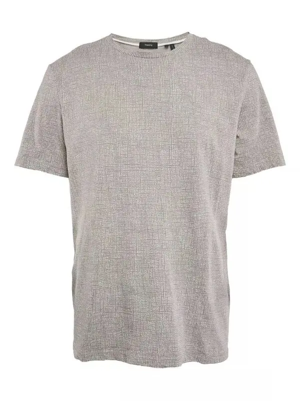 Theory Cotton T-shirt With Geometric Print - Grey