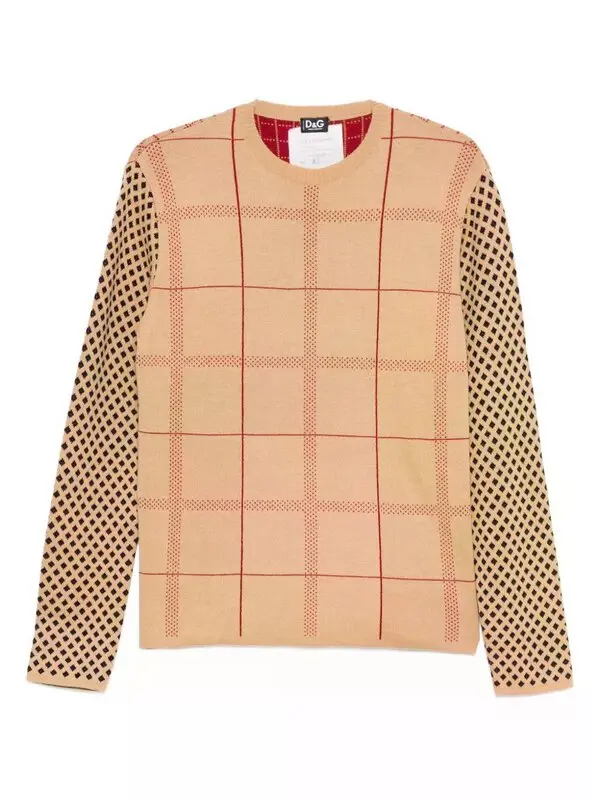 Dolce & Gabbana 2001-2002 Grid-pattern Wool Sweater