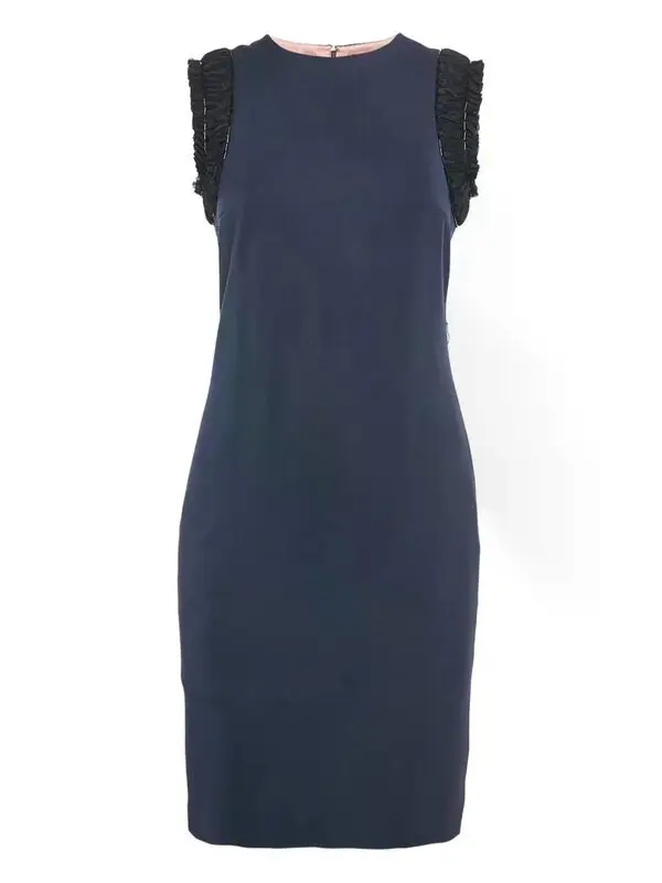 Dsquared2 Navy Wool Blend Ruffle-trim Dress