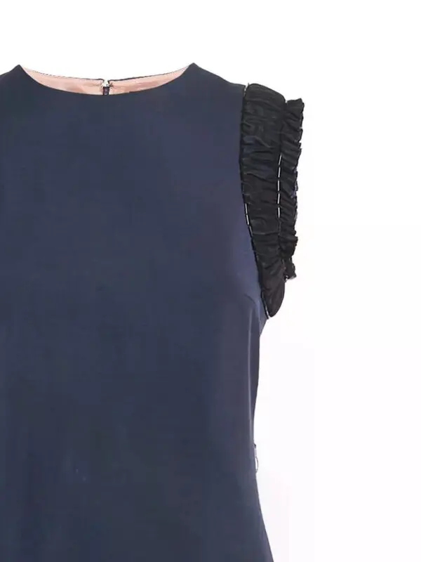 Dsquared2 Navy Wool Blend Ruffle-trim Dress