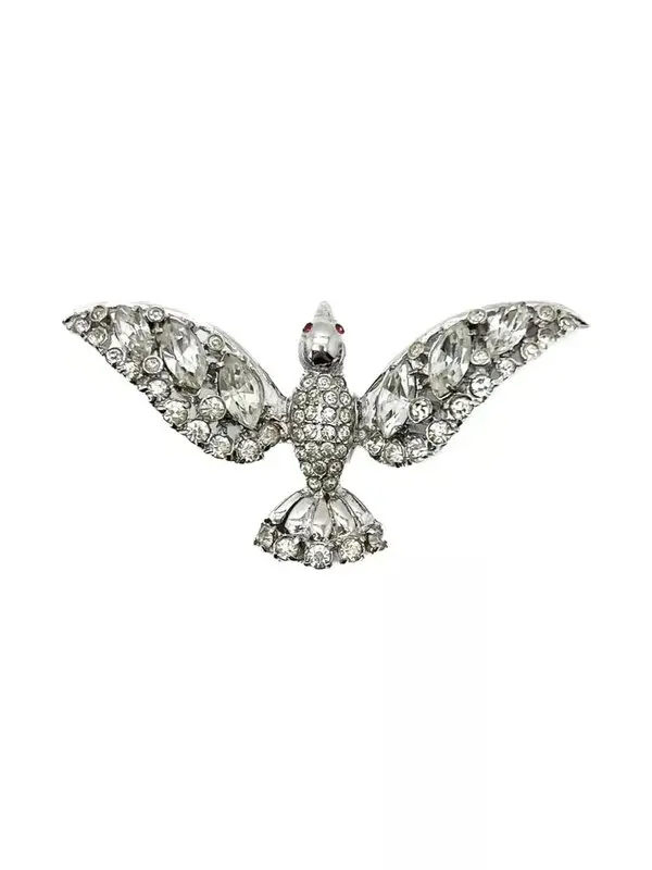 JENNIFER GIBSON JEWELLERY Coro Bird Crystal-embellished Brooch - Silver
