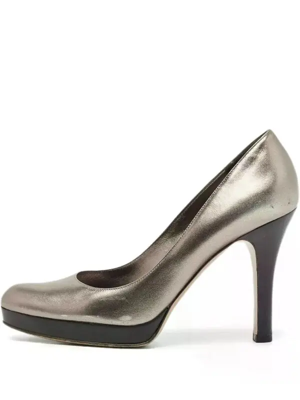 Gucci 100mm Metallic-leather Pumps - Silver