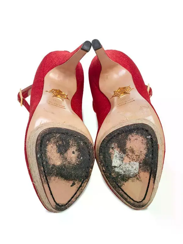 CHARLOTTE OLYMPIA Leather Pumps With Platform Sole And Ankle Strap